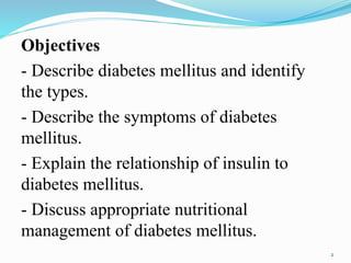 Diet and diabetes mellitus | PPTX