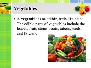 Nutritional Aspects of Vegetables | PPTX