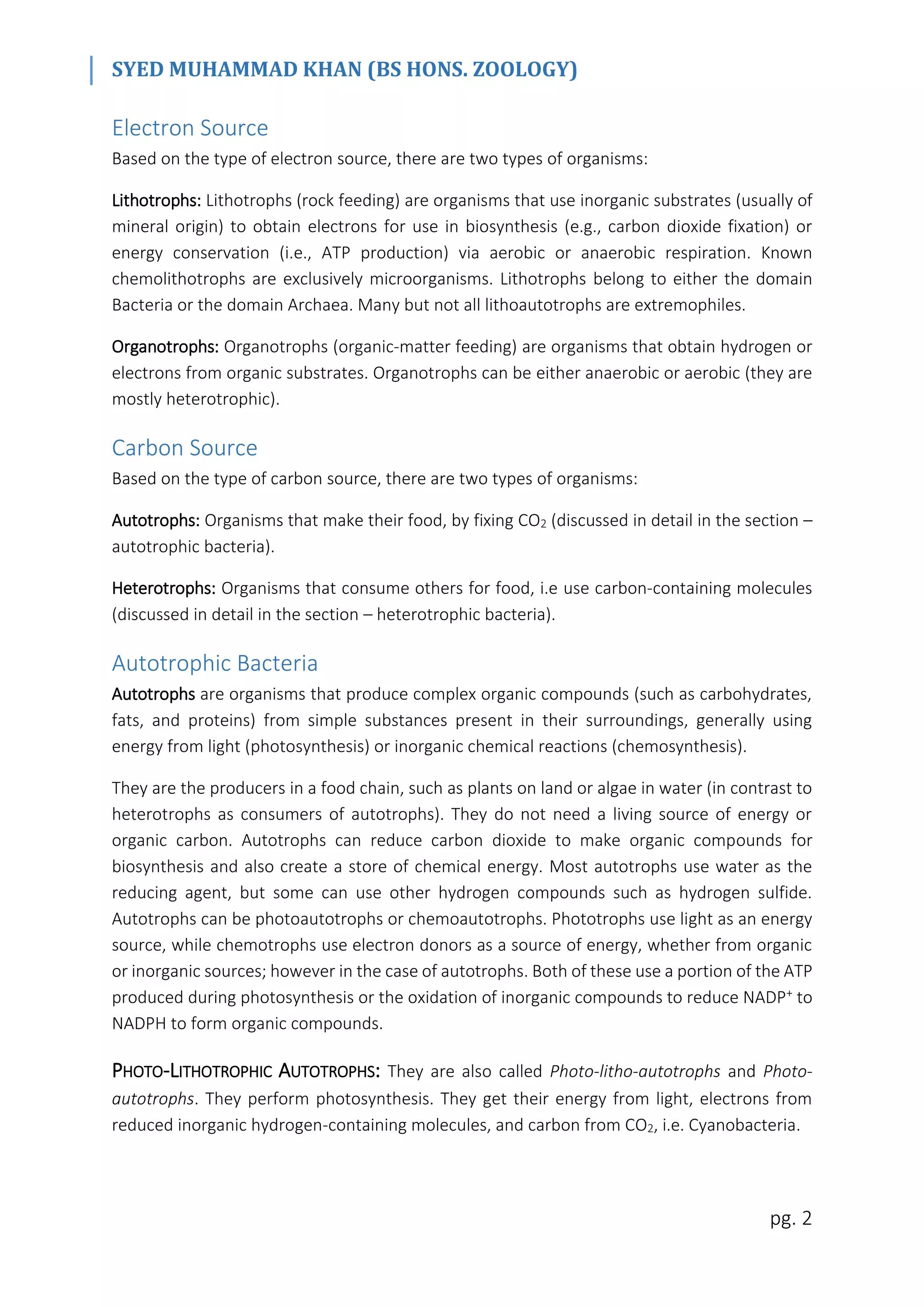 Nutritional Classification of Bacteria | PDF