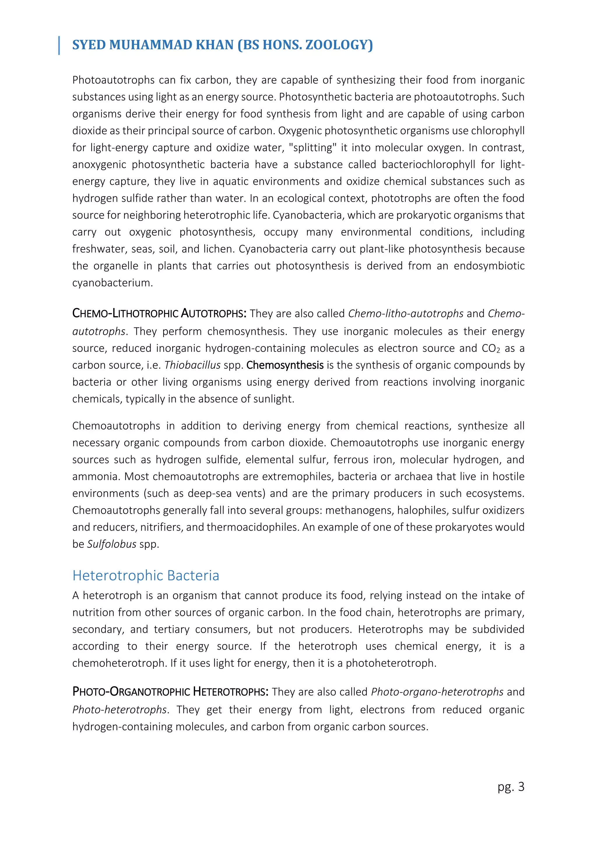 Nutritional Classification of Bacteria | PDF