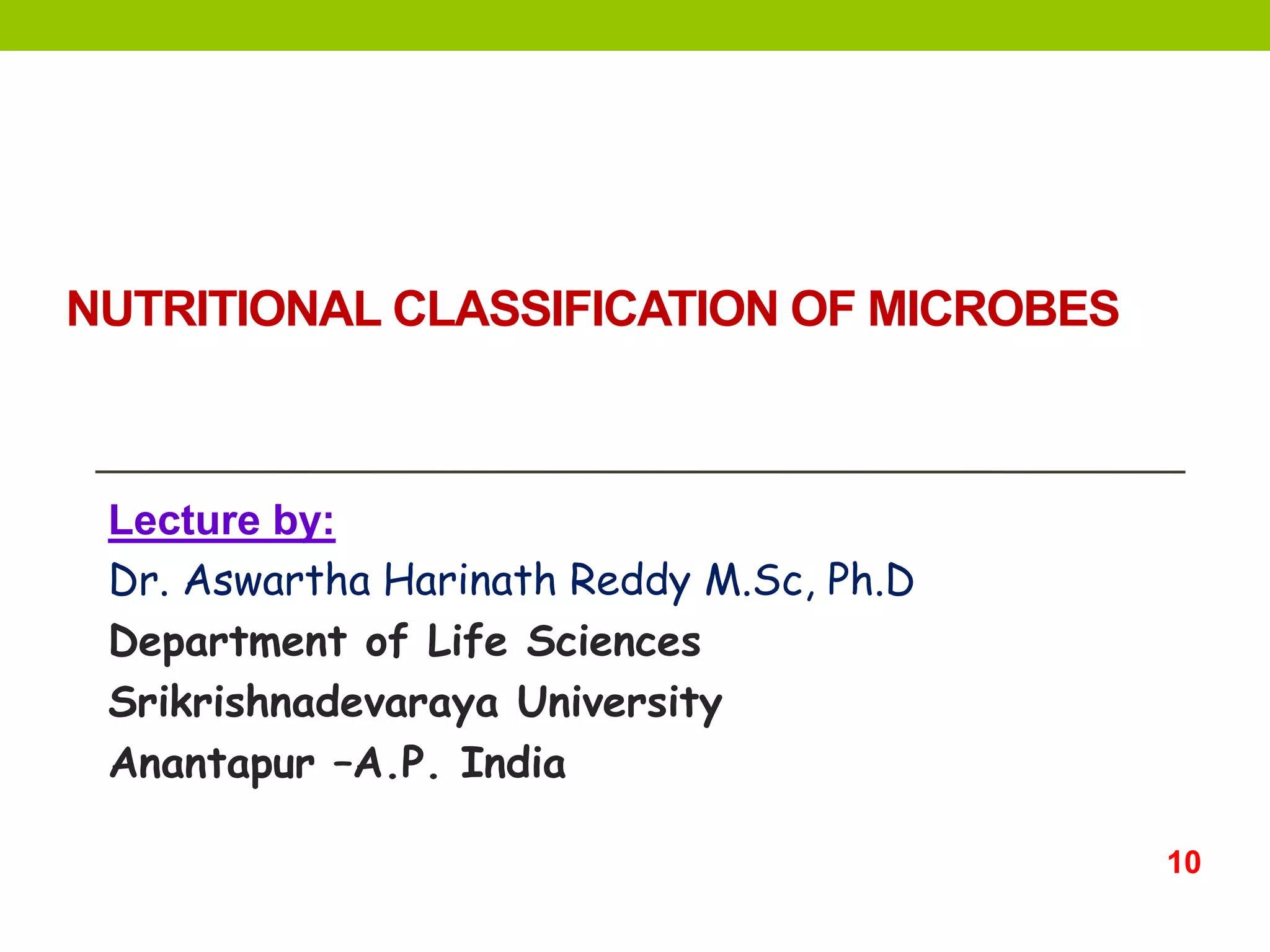 Nutritional classification of microbes | PPTX