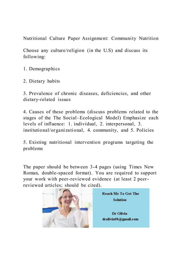 Nutritional Culture Paper Assignment Community NutritionChoos | DOCX ...