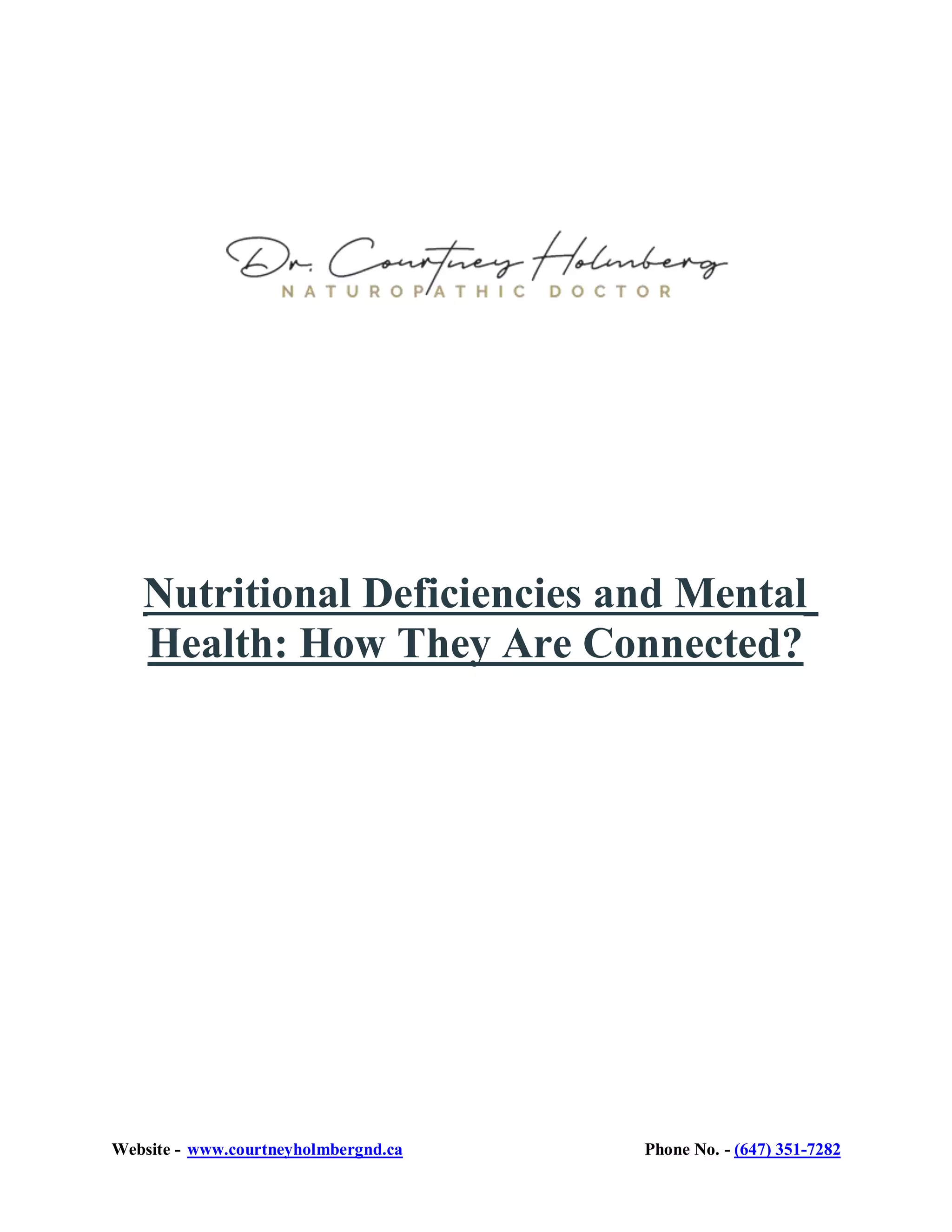 Nutritional Deficiencies & Mental Health | PDF