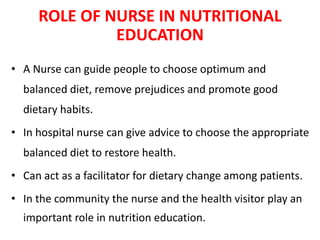 Role of nurse in Nutritional education | PDF