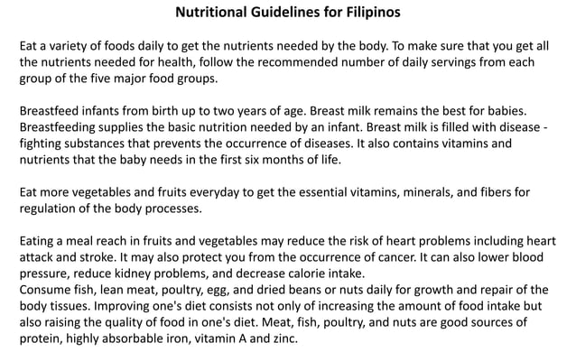 Nutritional Guidelines for Filipinos.pptx | Parenting Babies and ...