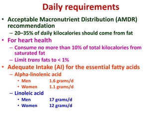 Nutritional importance of fats | PPTX