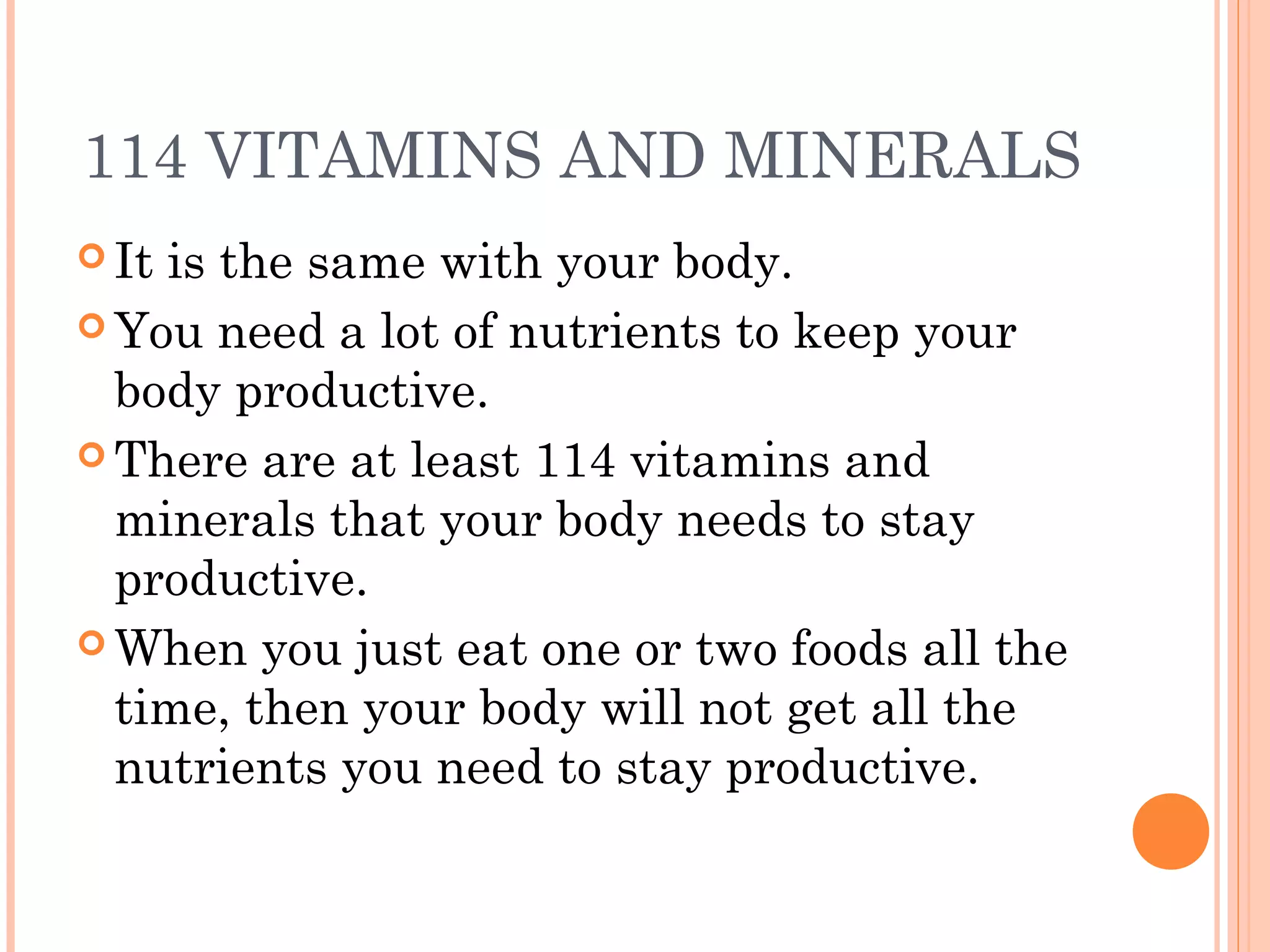 Nutritional intake, focus on variety | PPT
