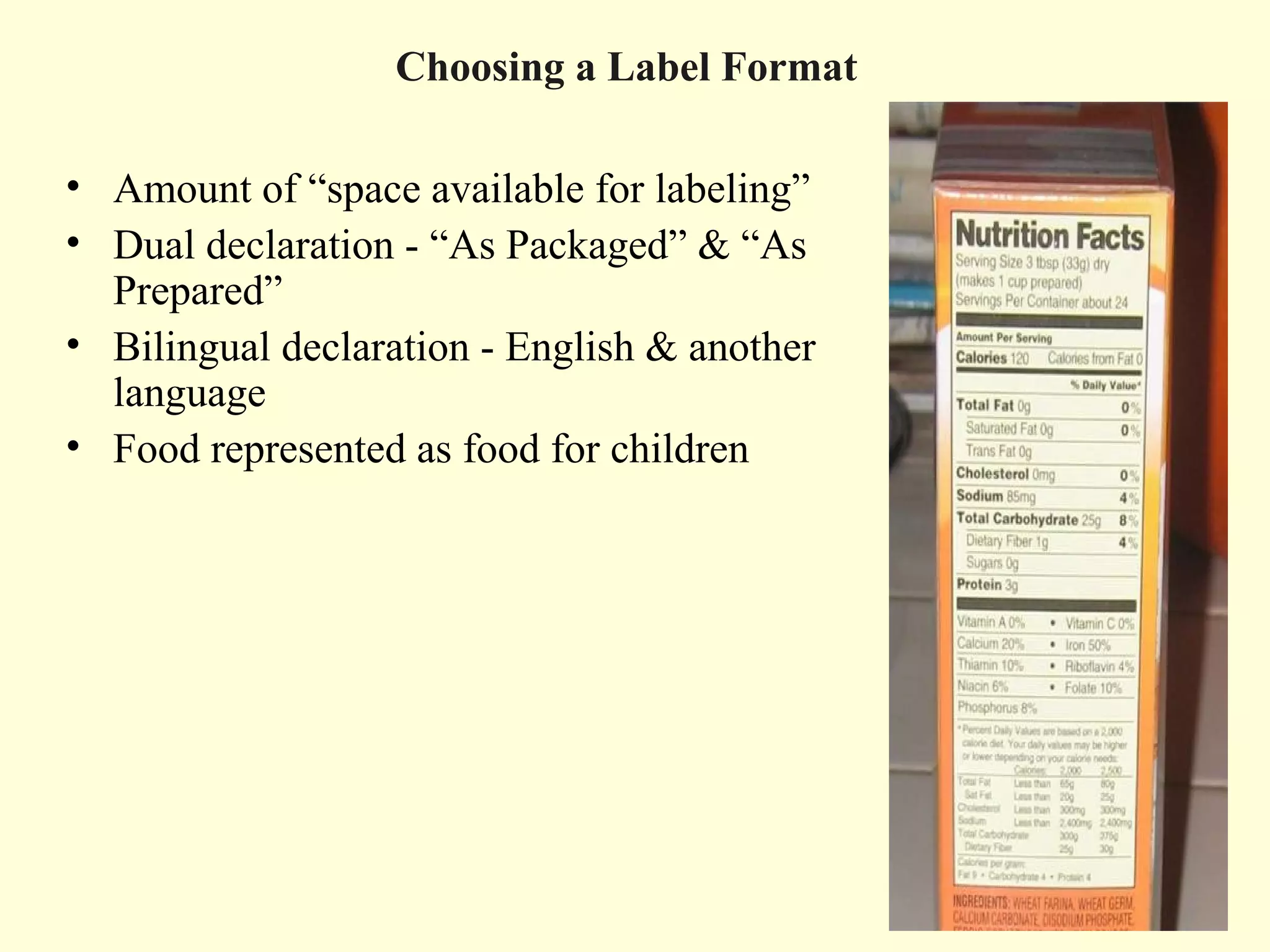 Nutritional labeling of food products | PPT