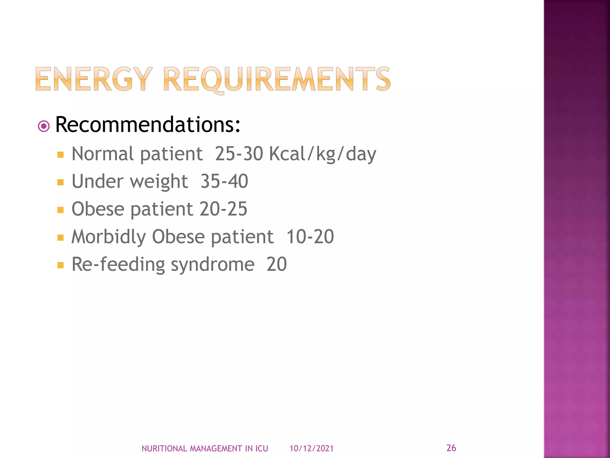 Nutritional management in the ICU | PPTX