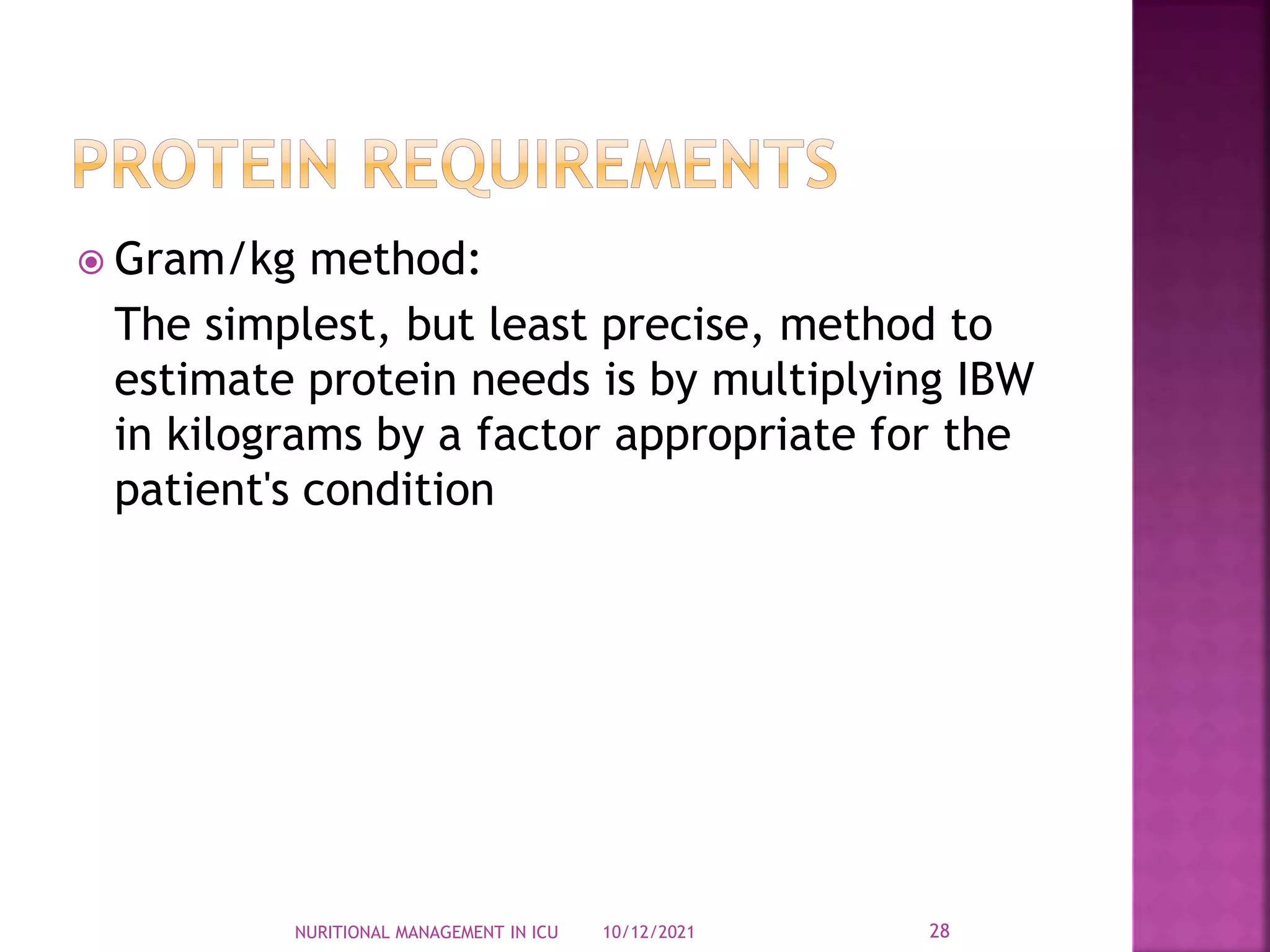 Nutritional management in the ICU | PPTX
