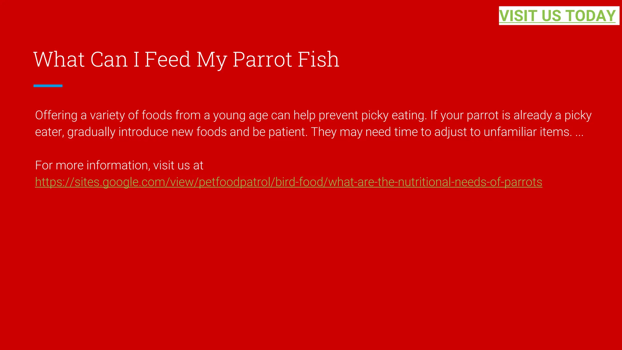 Nutritional Needs Of Parrots | PPT