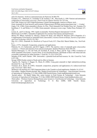 Nutritional profile of amaranth grain varieties grown in kenya | PPT