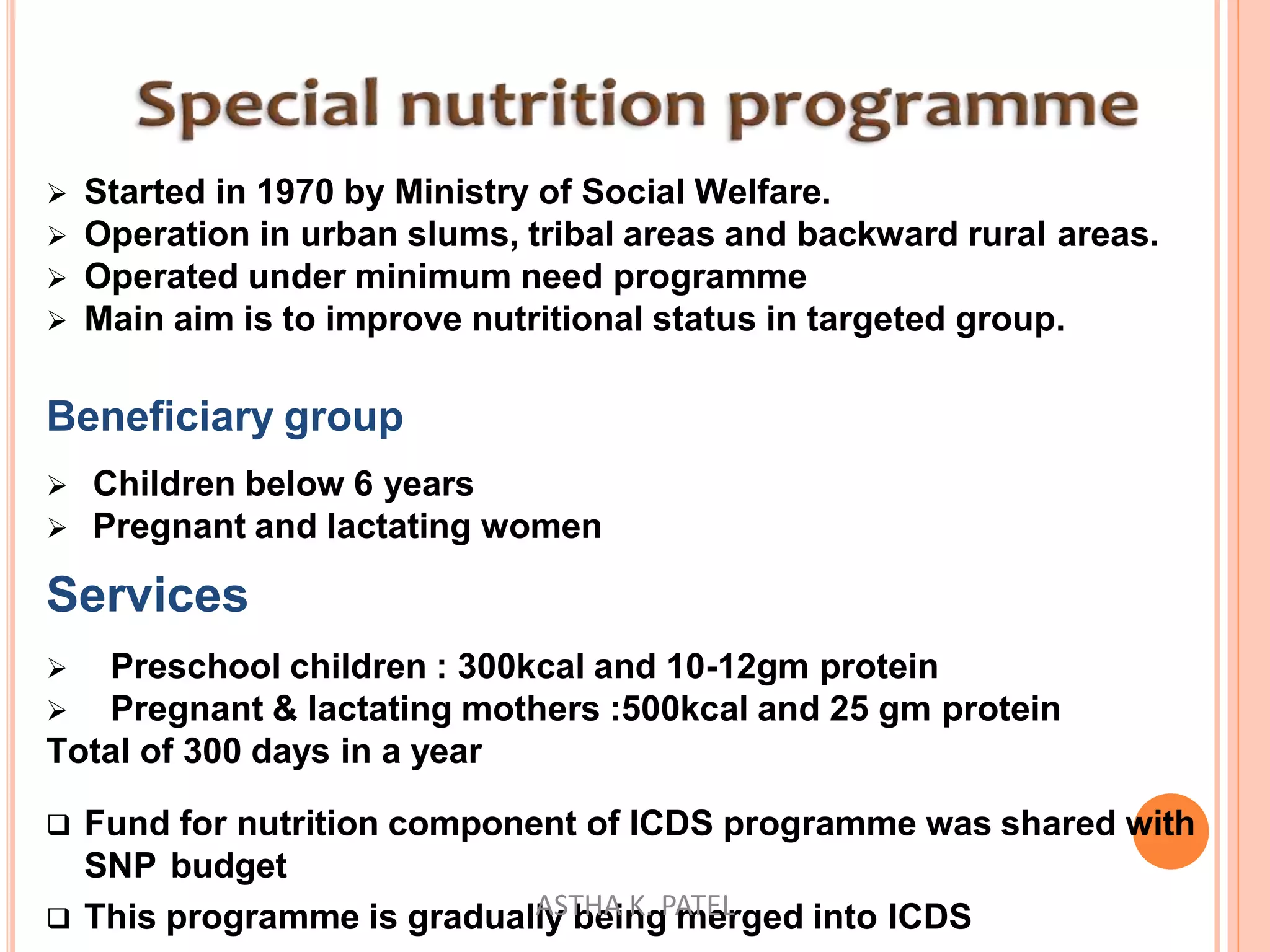 Nutritional Programme in India | PPTX