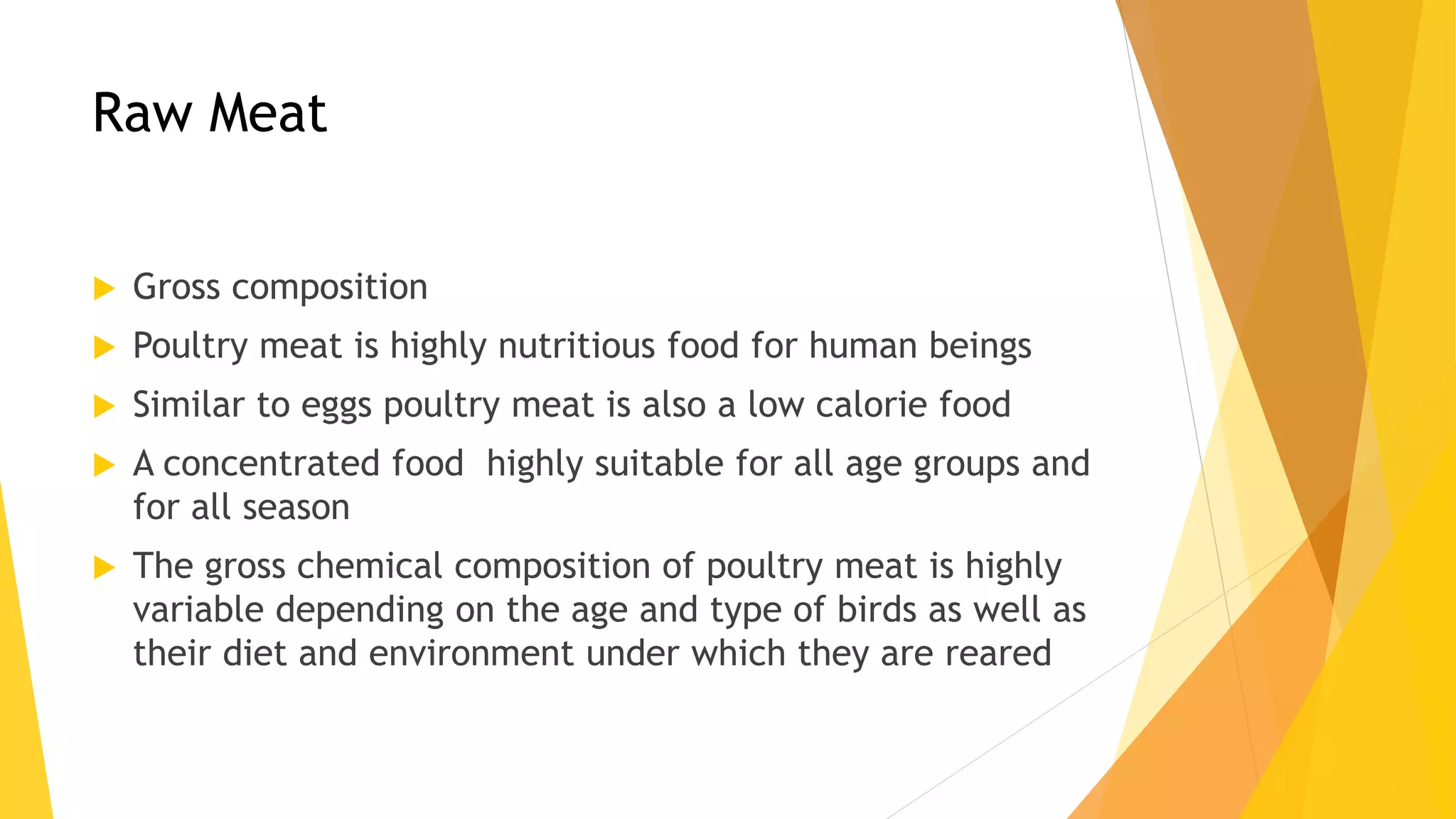 Nutritional qualities of various poultry meat | PPTX