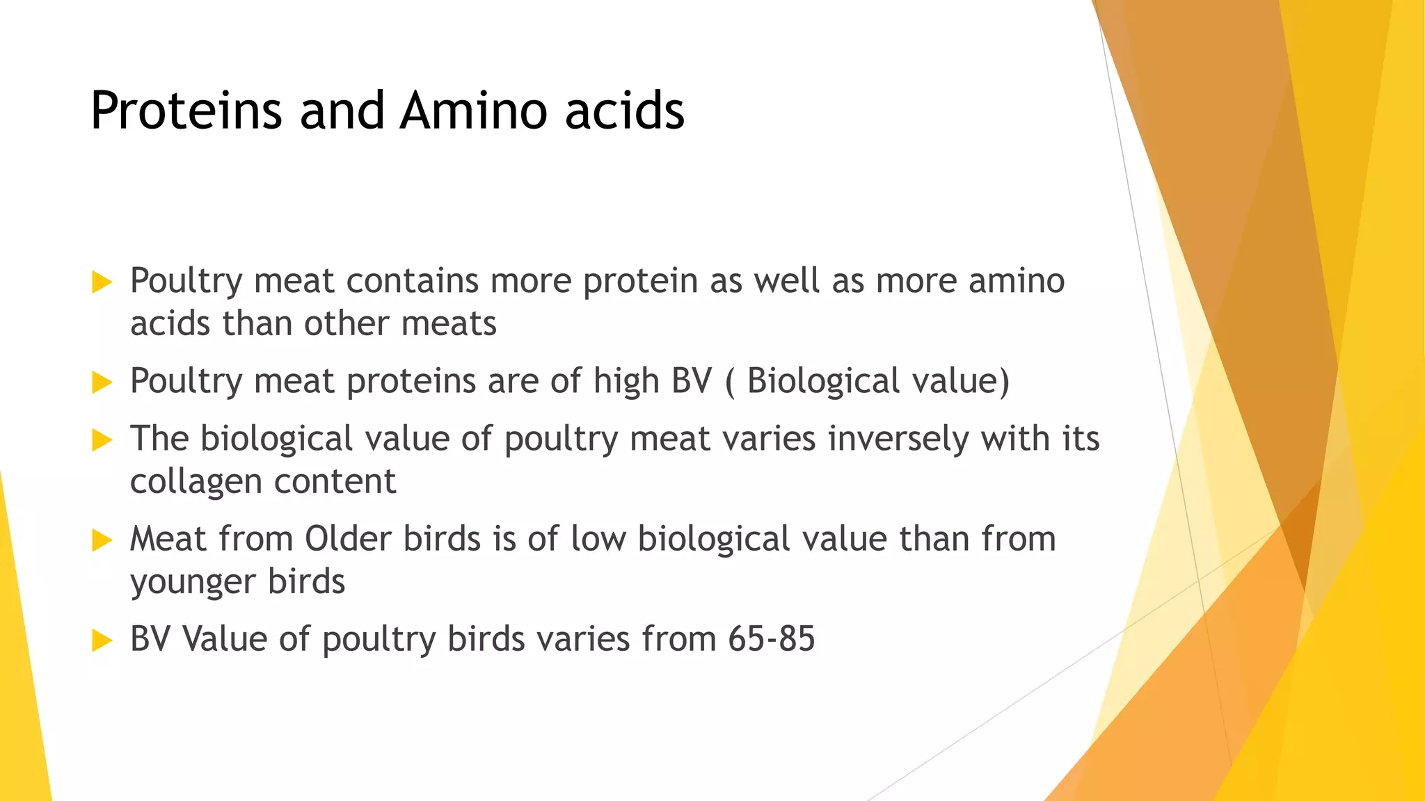 Nutritional qualities of various poultry meat | PPTX