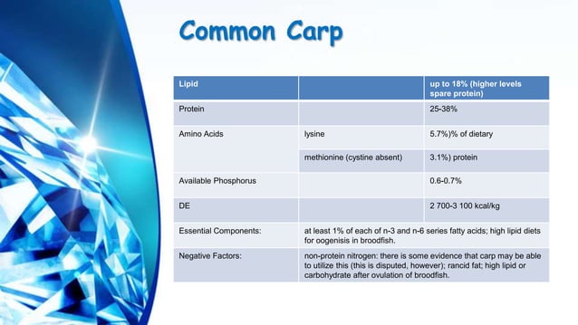 Nutritional requirement of larvae and broodstock of commercially ...