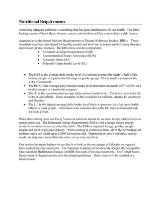 Nutritional requirements | PDF