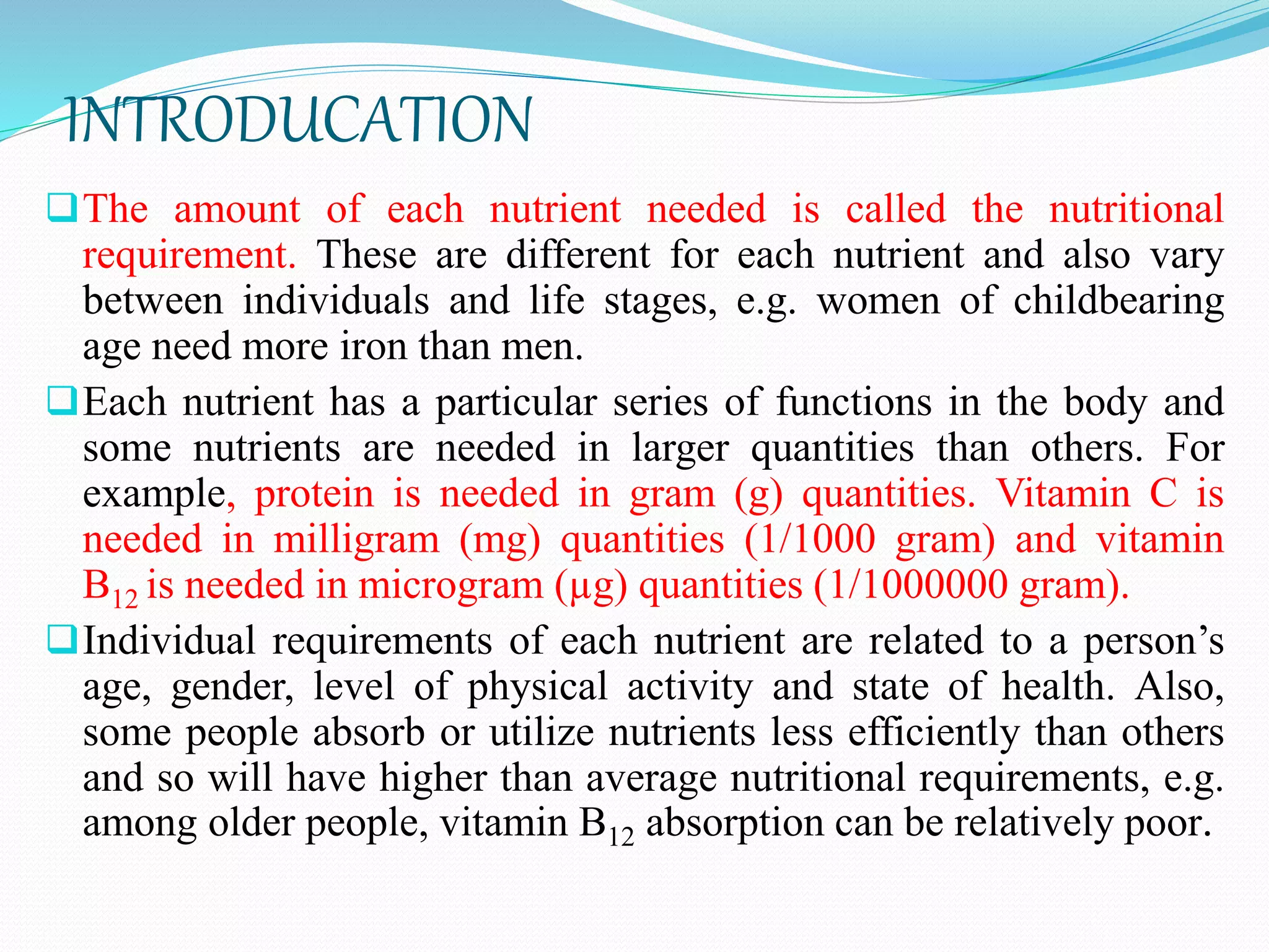 Nutritional requirements | PPTX