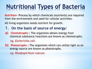 Nutritional requirements in bacteria | PDF