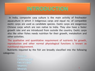 Nutritional requirements of exotic carps in different life stages | PPTX
