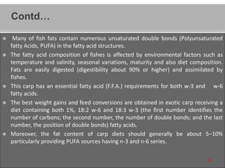 Nutritional requirements of exotic carps in different life stages | PPTX