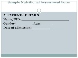 Nutritional Screening and Nutritional Assessment NABH base hospital.pptx