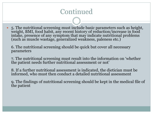 Nutritional Screening and Nutritional Assessment NABH base hospital ...