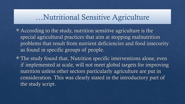 Nutritional Sensitive Farming (Agriculture) | PPT