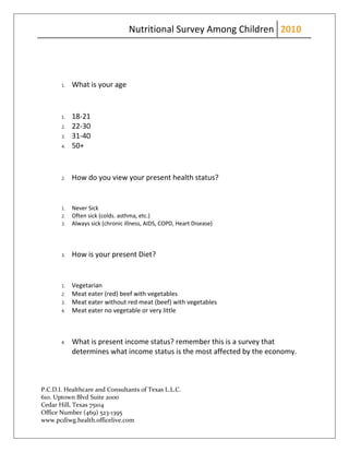 Nutritional Survey Among Children and Government Assistance | DOCX