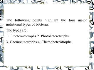 Types of Microbial Nutrition with examples | PPTX