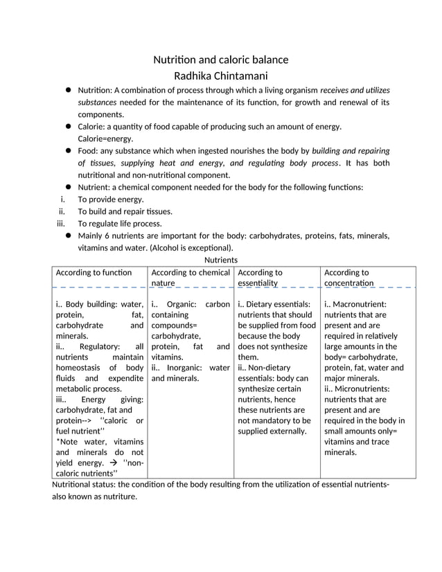 Nutrition and caloric_balance | PDF | Chemistry | Science