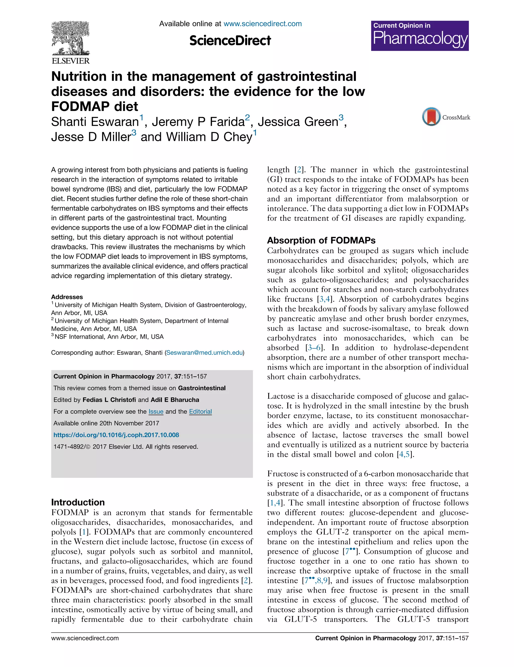 Nutrition and evidence for FODMAP diet management | PDF