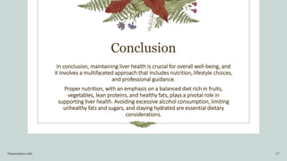 Nutrition and liver diseases. | PPTX