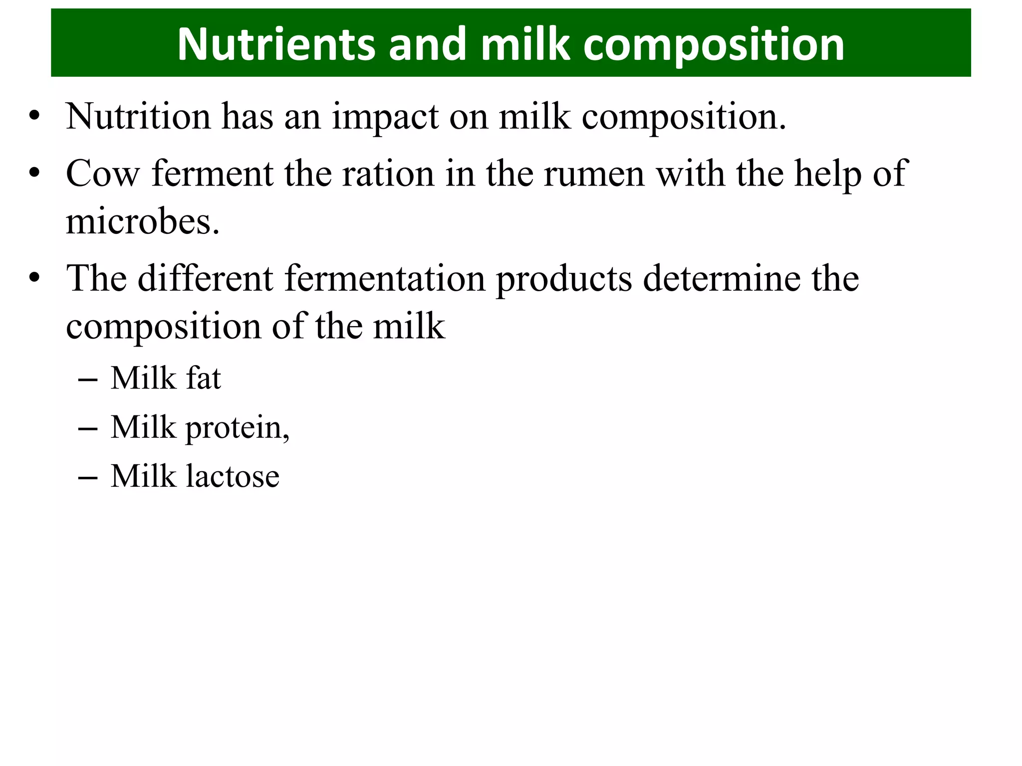 Nutrition and milk quality | PPTX