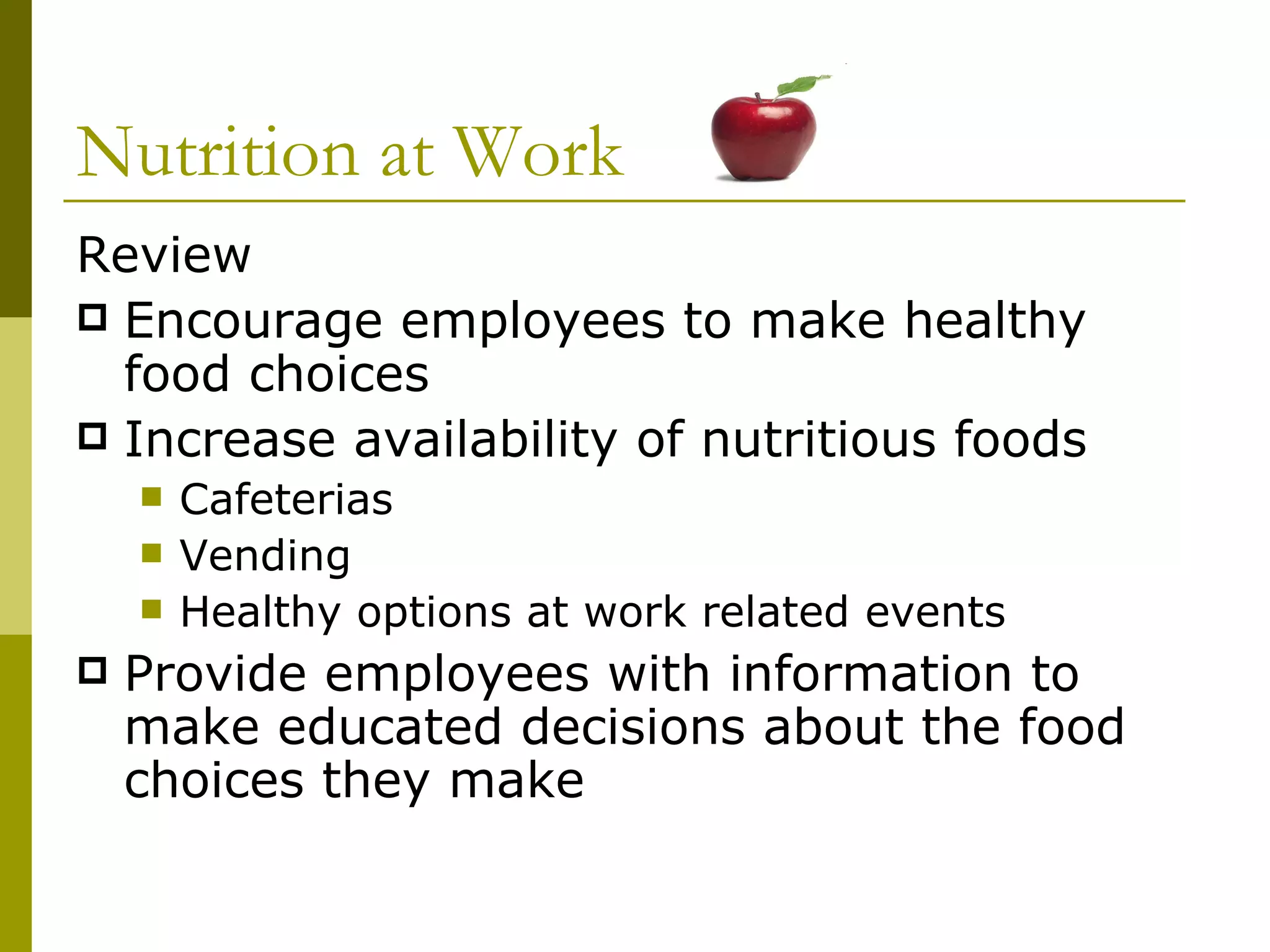 Nutrition At Work | PPT