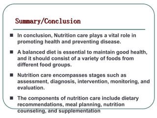 Nutrition Care.pptx | Nutrition | Healthy Living