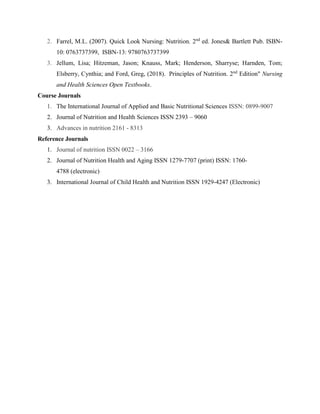 NUTRITION COURSE OUTLINE OUTLINING A SELF READING GUIDE | DOCX