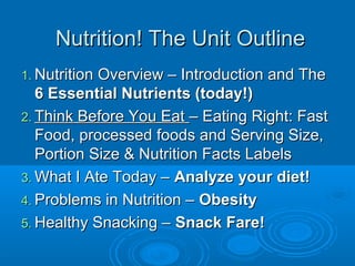 Nutrition day 1 - The 6 Essential Nutrients | PPT