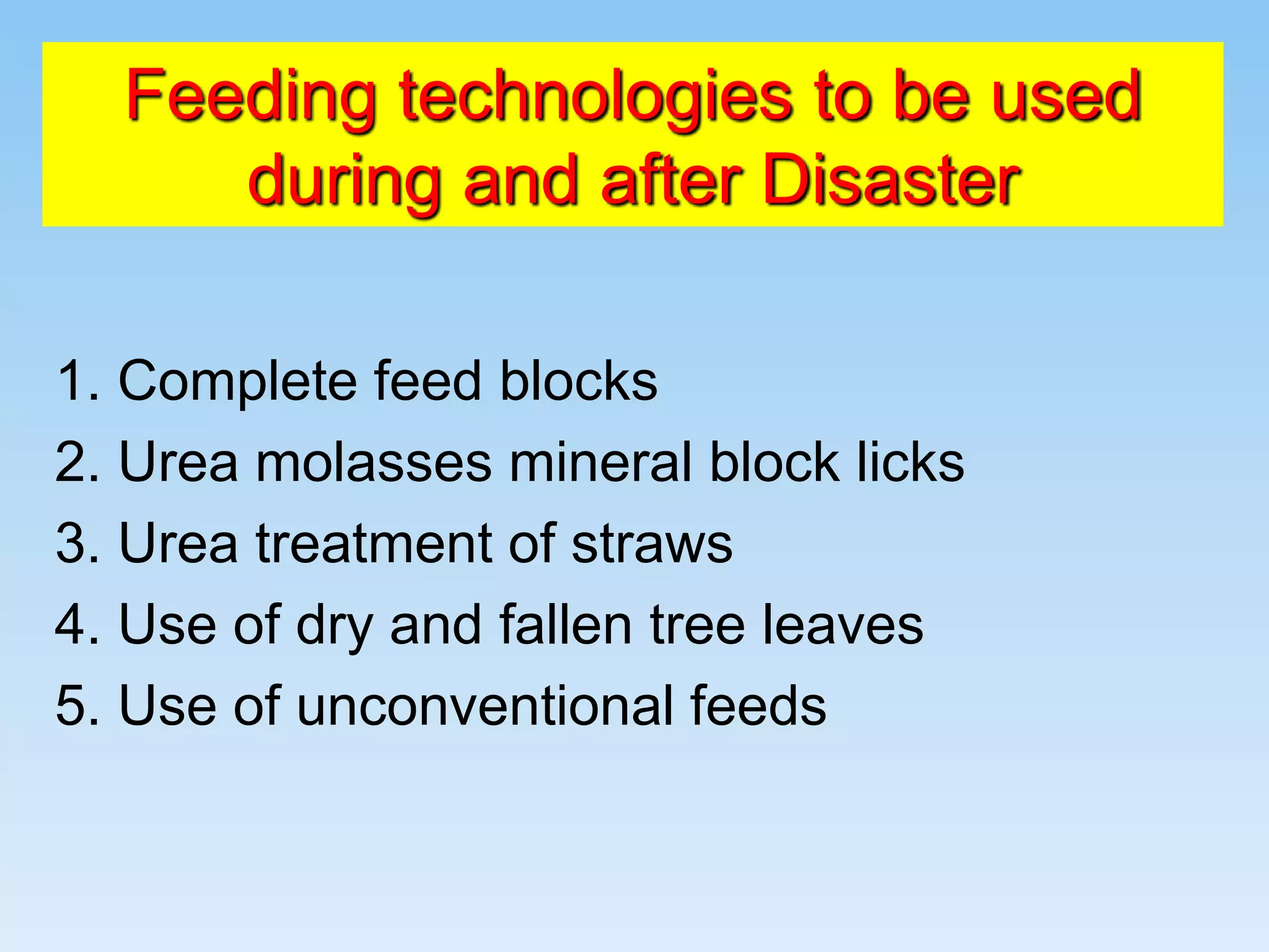 Nutritional Management of Animals during disaster | PPT