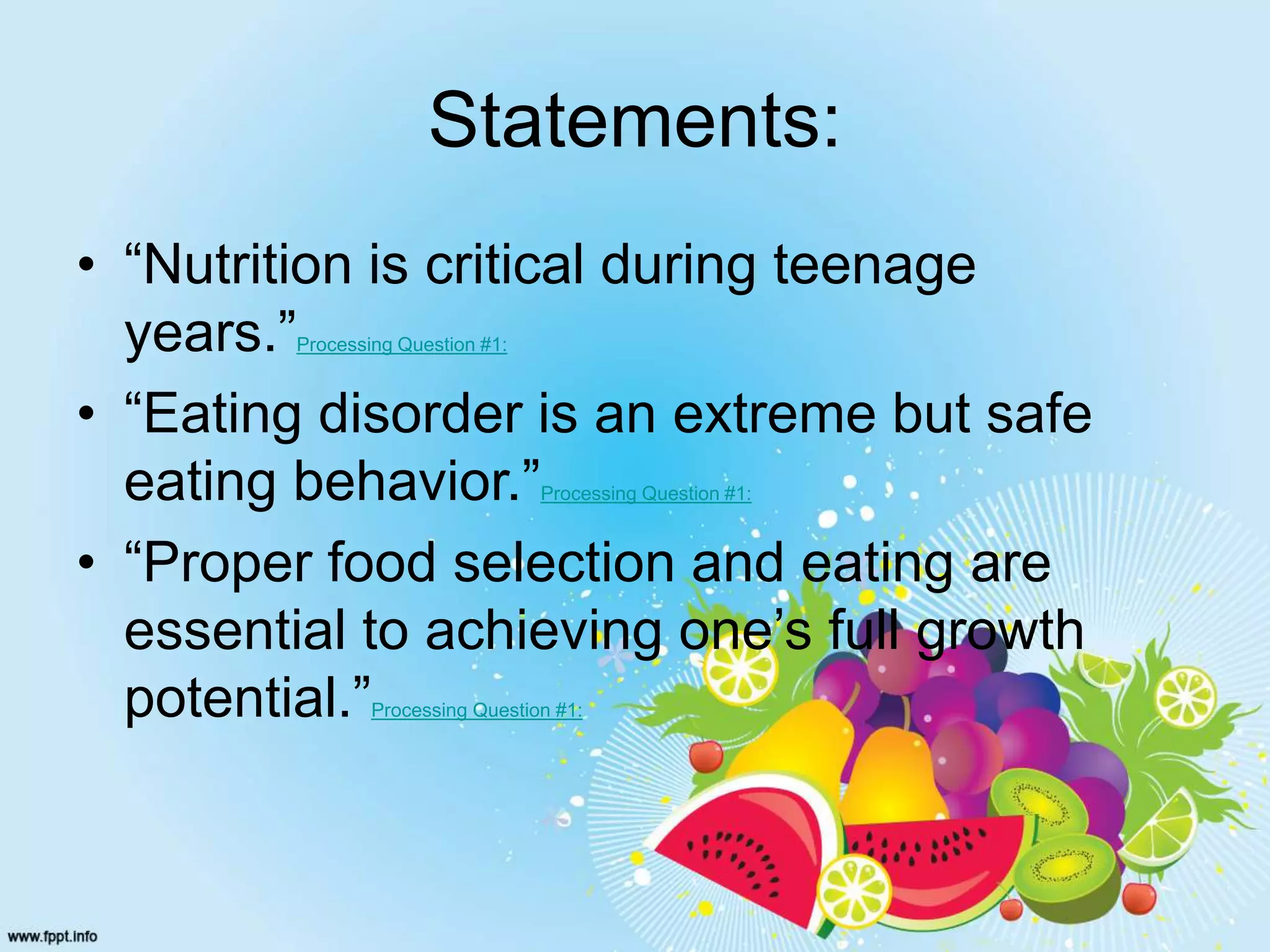 Nutrition during adolescence | PPTX
