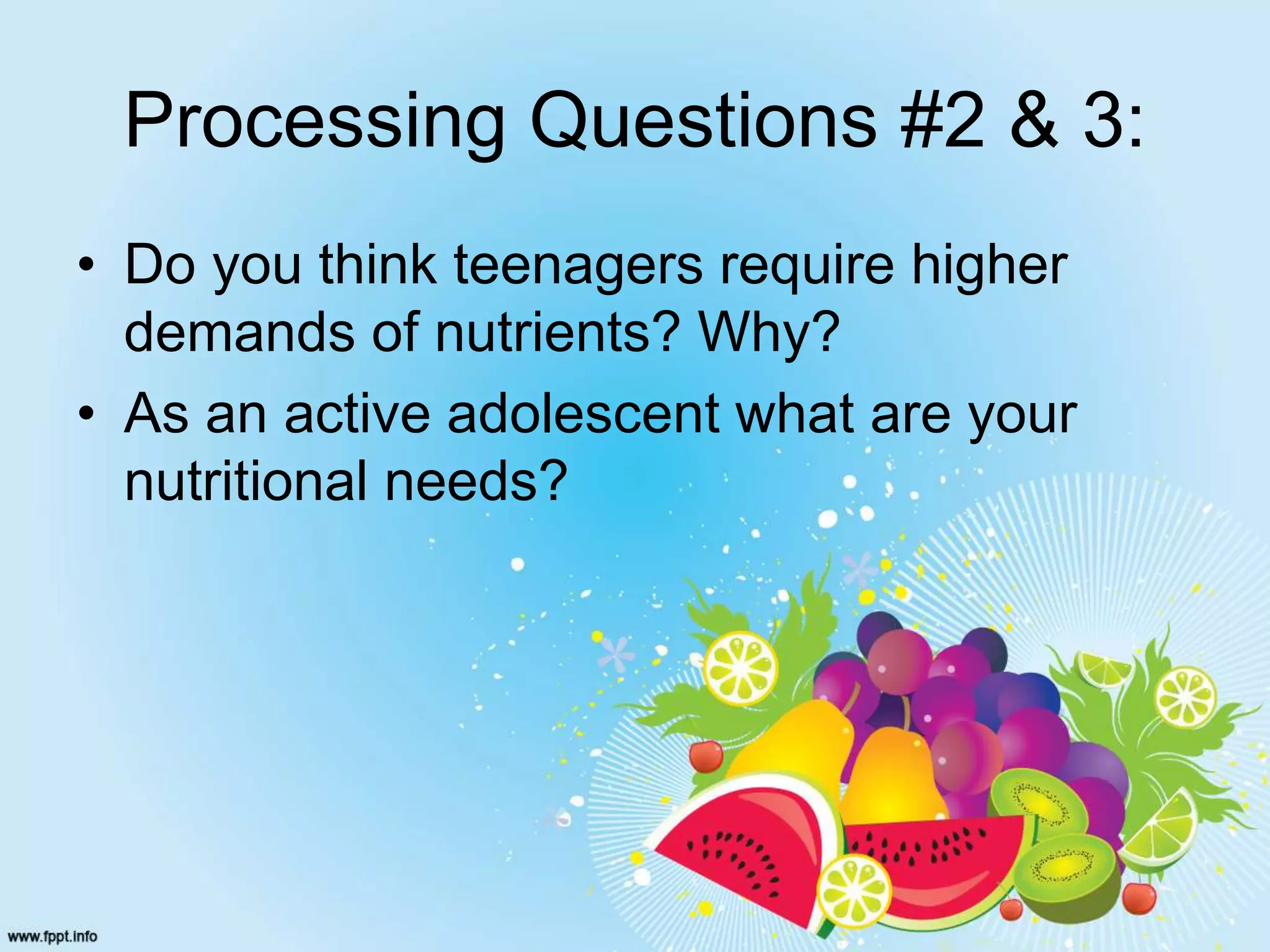Nutrition during adolescence | PPTX