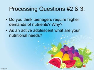 Nutrition during adolescence | PPTX