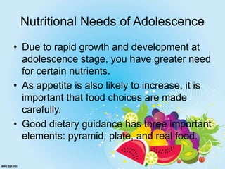 Nutrition during adolescence | PPTX