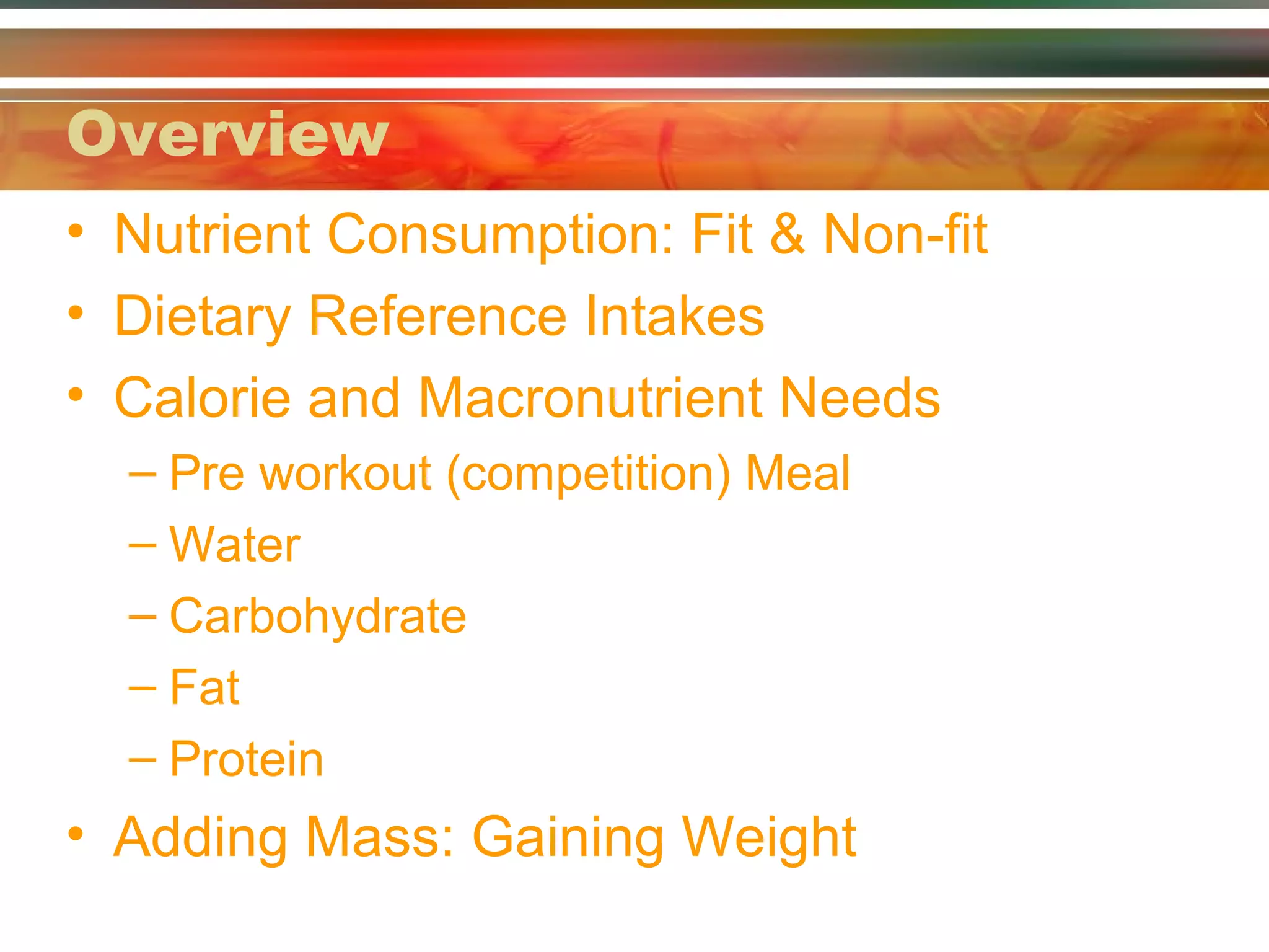 Nutrition for exercise and sport | PPT