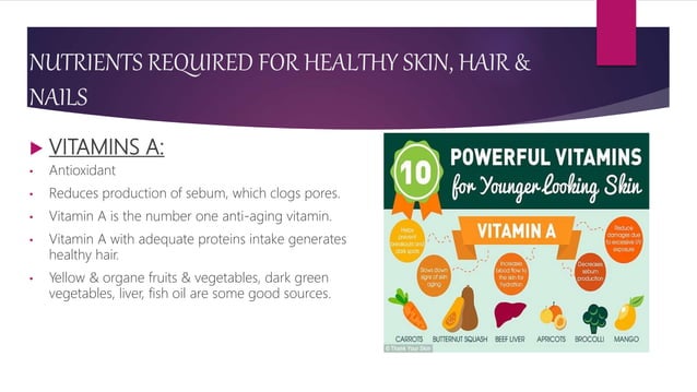 Nutrition for glowing skin, healthy hair and nails | PPTX | Skin and ...