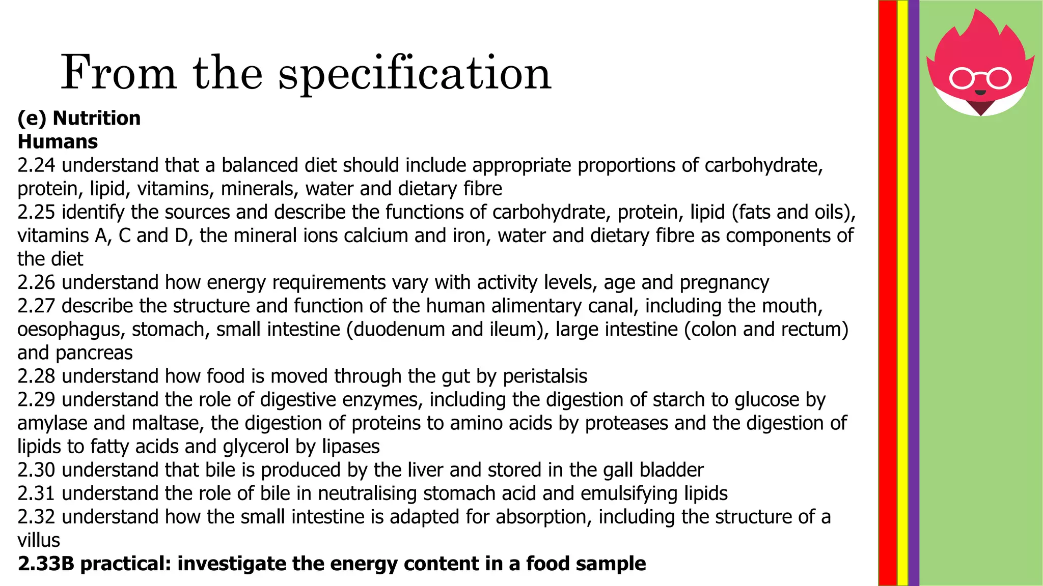 IGCSE Biology Edexcel (9-1)-Nutrition (humans) | PPTX