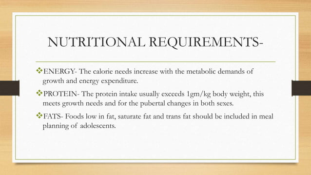 NUTRITION IN ADOLESCENCE PPT.pptx | Nutrition | Healthy Living