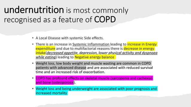 Nutrition in COPD.pptx | Lung and Respiratory Health | Diseases and Conditions