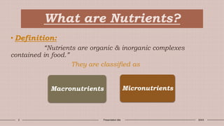 Nutrition in Health & Disease.pptx | Chemistry | Science