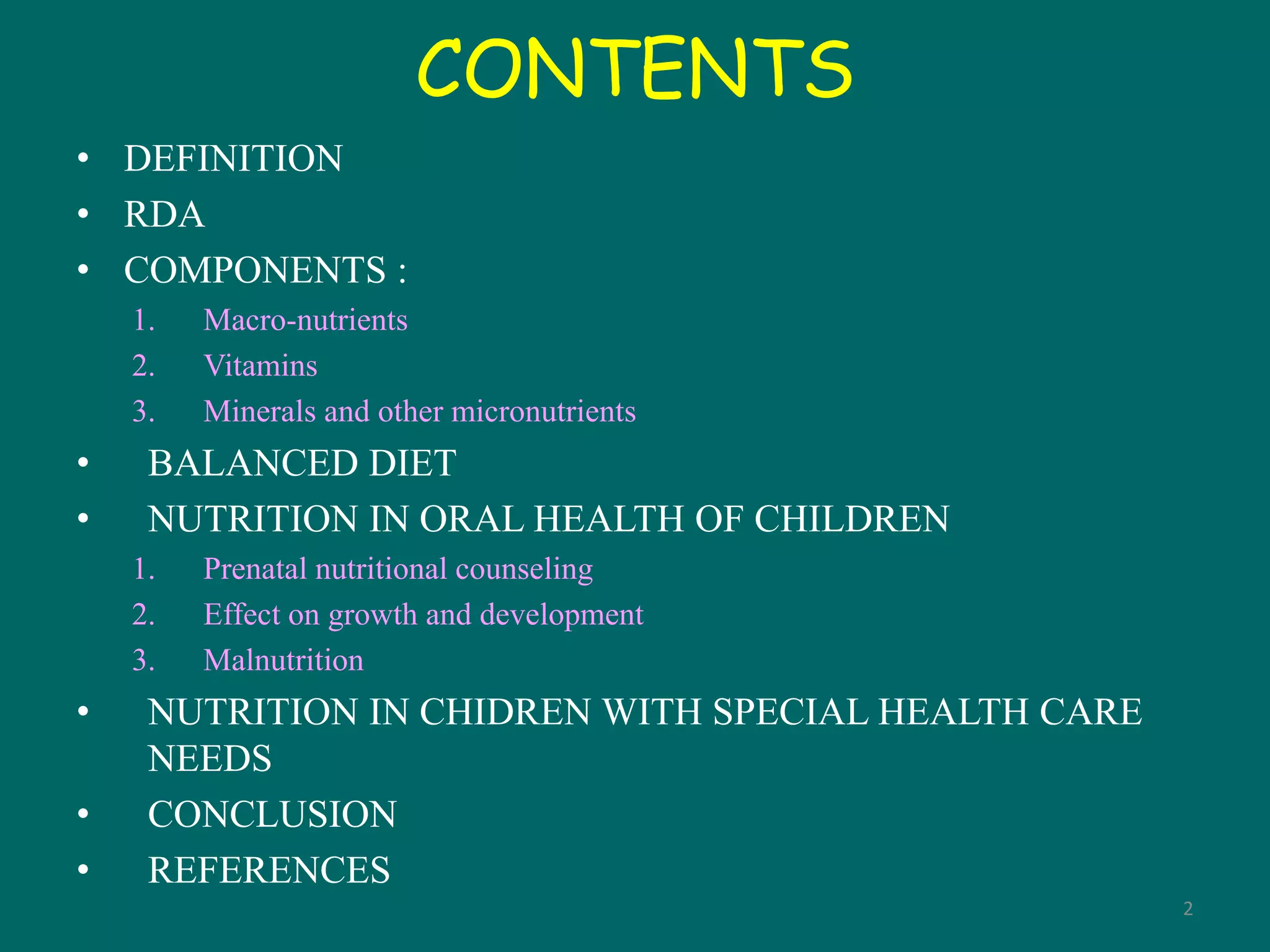 Nutrition in Oral Health of Children | PPTX